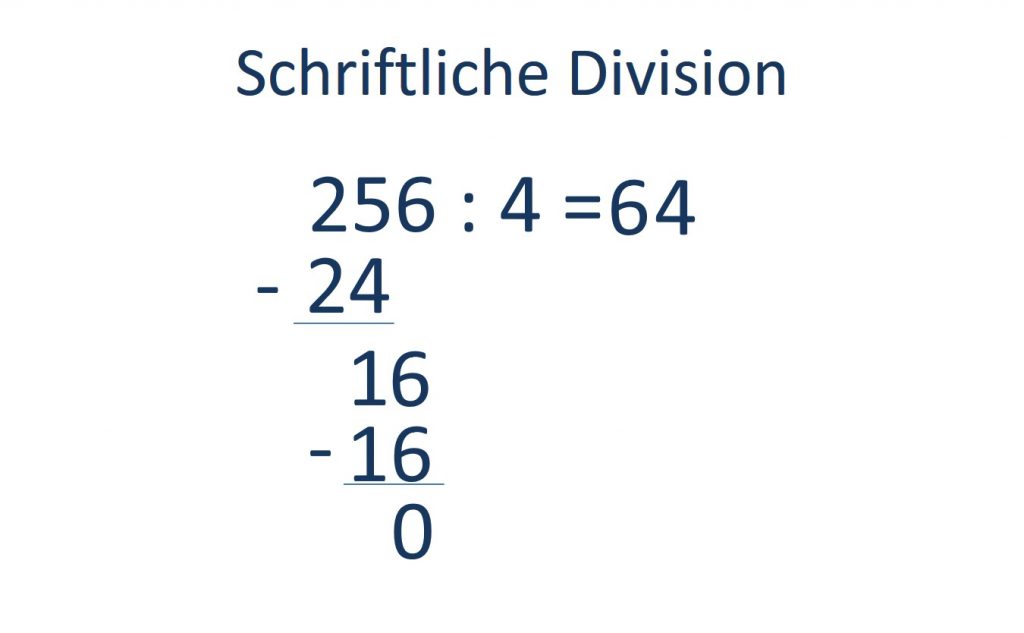 Schriftliche Division, schriftliches Dividieren, Teilen rechnen lernen