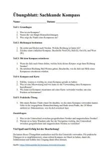 Kompass & Himmelsrichtungen Wissen & Übungen kostenlos für Sachkunde ...